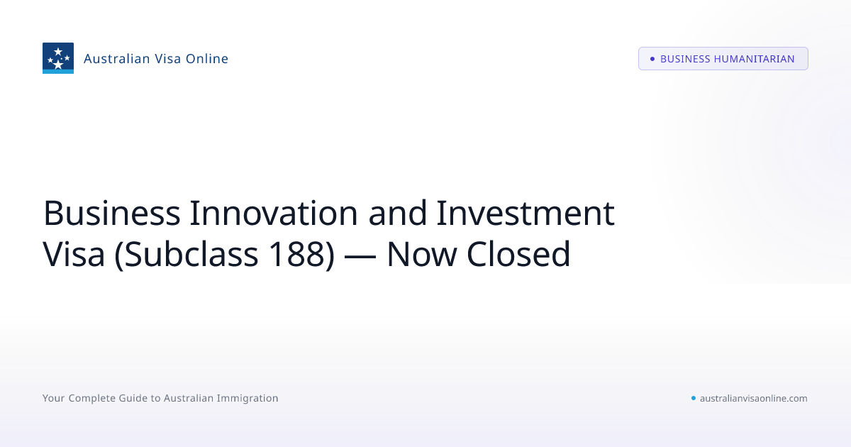 Business Innovation Visa 188 Closed March 2024
